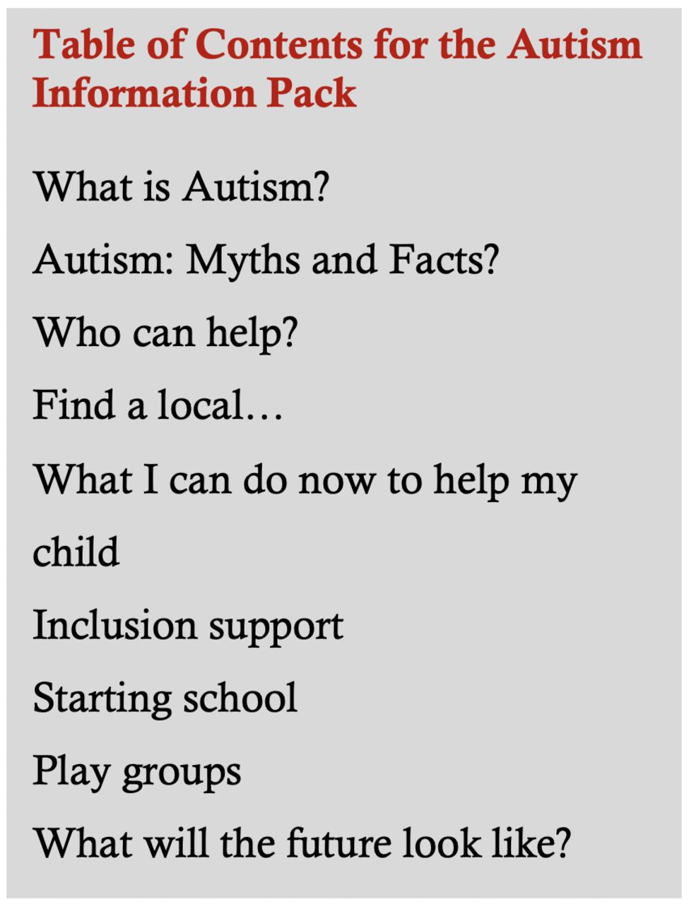 Development and evaluation of an autism information pack for culturally ...
